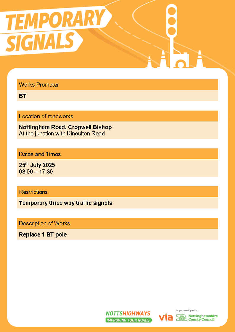 Temporary Traffic Signals Bulletin – Nottingham Road Cropwell ...